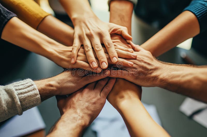 Hands United in Purpose, Strength, and Teamwork, Symbolizing Unity ...