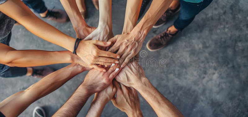 Diverse Hands Stacked Together Unity Stock Illustration - Illustration ...