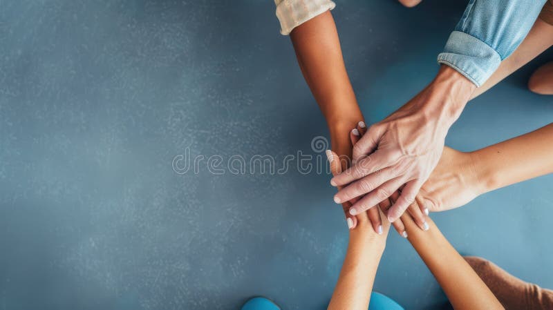 Diverse Hands Stacked in Unity: Teamwork and Collaboration Stock Illustration - Illustration of ...