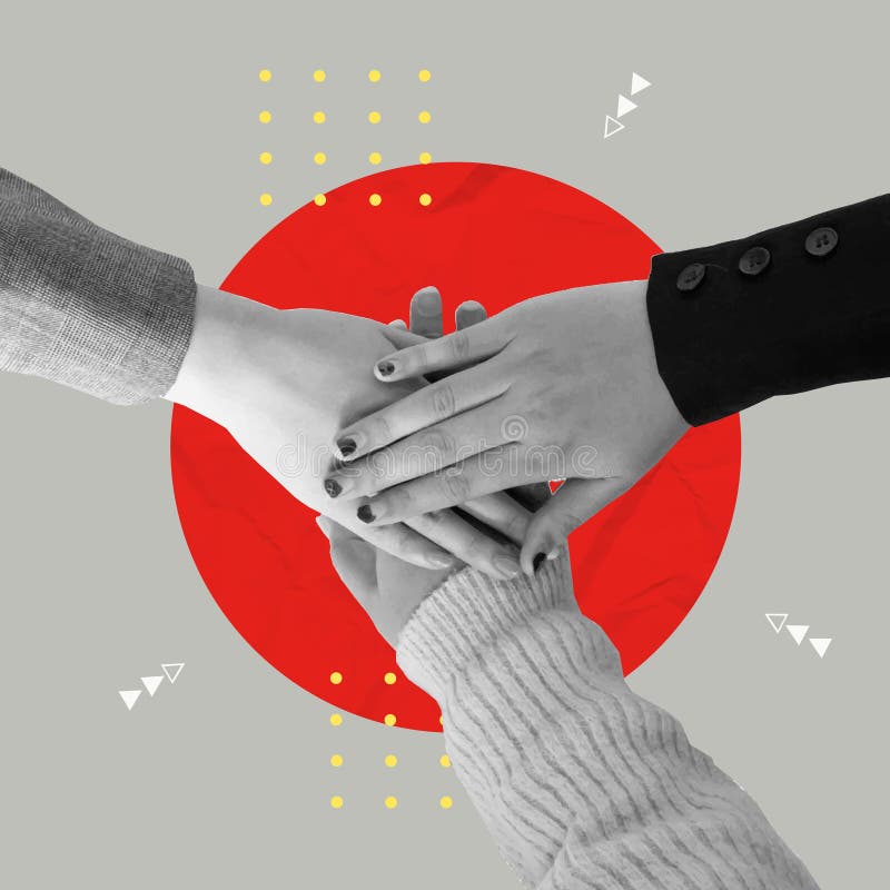 Diverse Hands Stacking on Top of Each Other in a Creative Collage Style ...