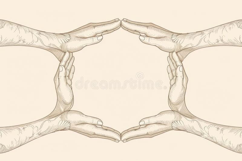 Diverse Hands United Delicate Line Art of Diverse Hands Holding Each ...