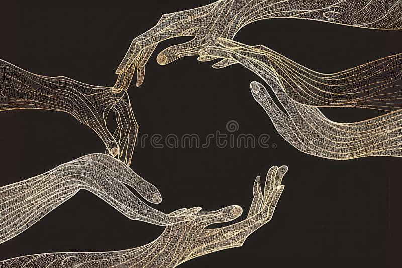 Diverse Hands United Delicate Line Art of Diverse Hands Holding Each ...