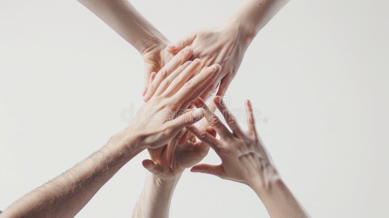Diverse Hands United in Teamwork and Solidarity, Collaboratively ...