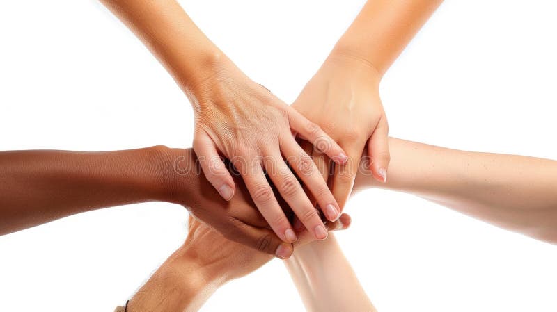 Diverse Hands United in Teamwork and Solidarity, Collaboratively ...