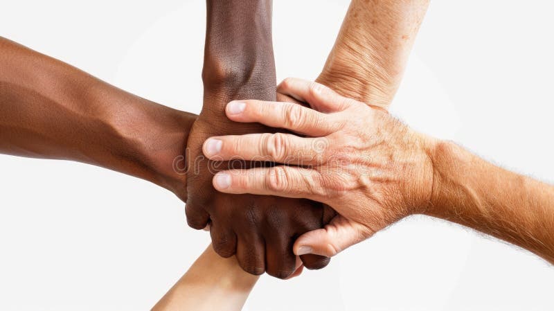 Diverse Hands United in Teamwork and Solidarity, Collaboratively ...