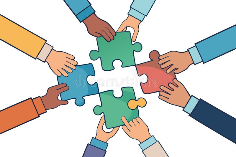 Diverse Hands Working Together in a Circle To Complete a Puzzle ...