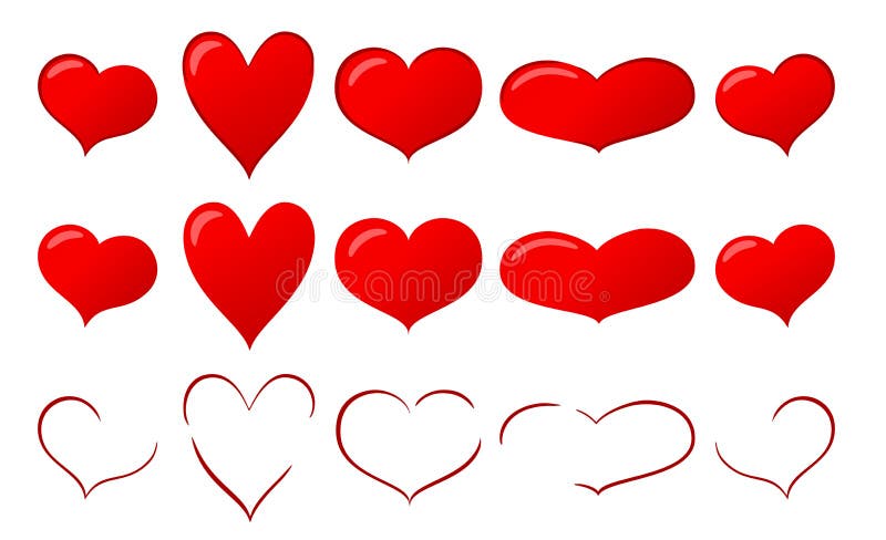 Diverse harten vector illustratie. Illustration of gedetailleerd - 10489638