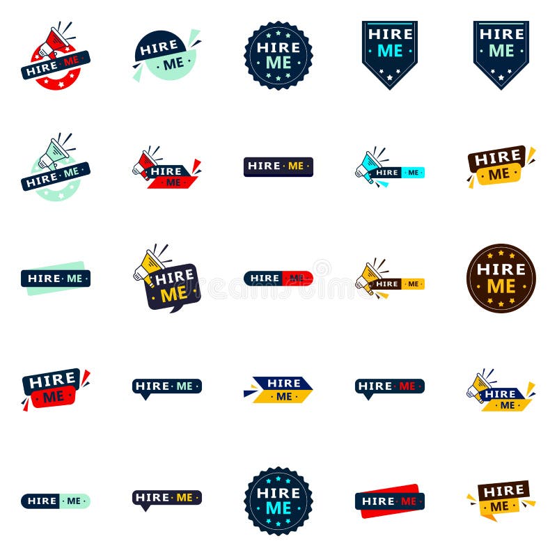 25 Diverse Hire Me Banners To Get You Hired Stock Vector - Illustration ...