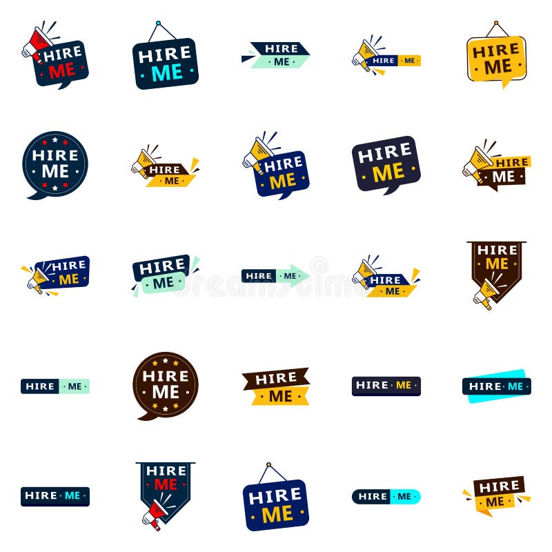 25 Diverse Hire Me Banners To Get You Hired Stock Vector - Illustration ...