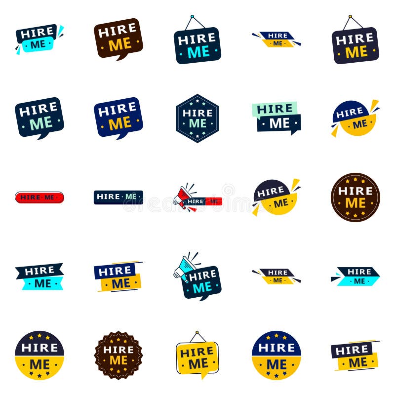 25 Diverse Hire Me Banners To Get You Hired Stock Vector - Illustration ...
