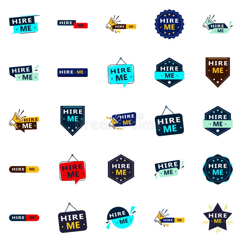 25 Diverse Hire Me Banners To Get You Hired Stock Vector - Illustration ...