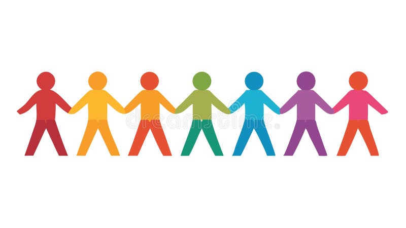 Diverse Human Chain Vector Icon, Community, Unity, and Teamwork Symbol ...