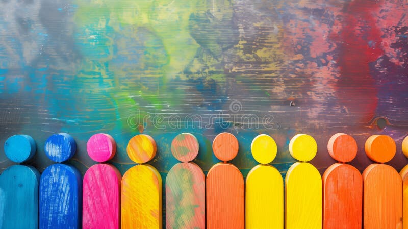 Diverse Human Toy Figures Stand in Line, AI Generated Stock ...