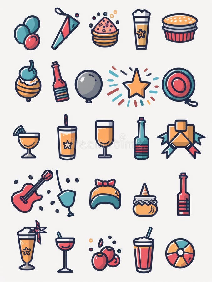 Diverse Icon Set stock illustration. Illustration of design - 373427837