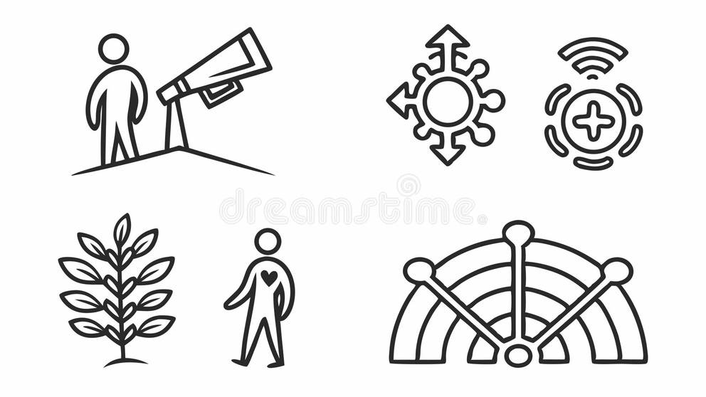Diverse Icons Observation, Growth, Network, Gears Kit, Vector Design ...