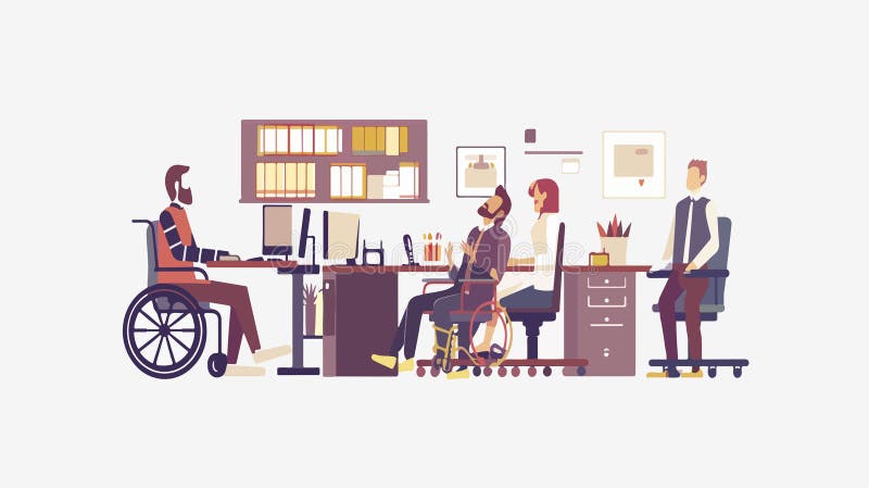 Diverse and Inclusive Office Workspace with Happy Employees Working ...