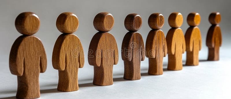 Diverse and Inclusive Wooden Figures in a Variety of Colors Stock Image ...