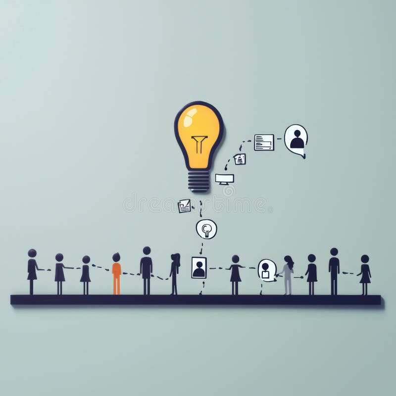 Diverse Individuals Connected by Ideas Symbolized by Light Bulb ...