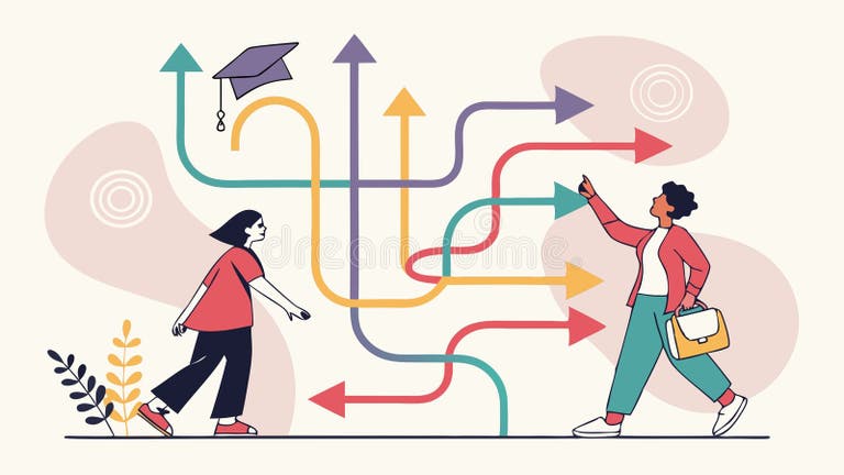 Diverse Learners Navigating Complex Educational Pathways, Vector Design ...