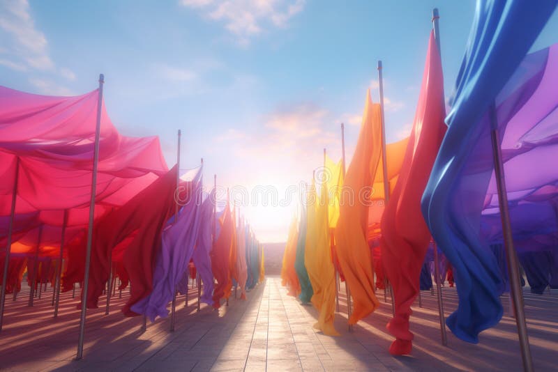 Diverse LGBTQ Flags Arranged in a Captivating. Generative Ai Stock ...