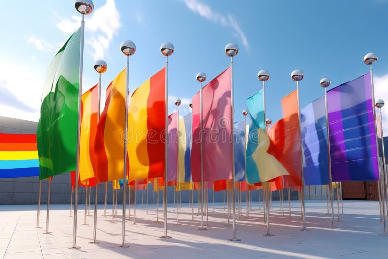 Diverse LGBTQ Flags Arranged in a Captivating. Generative Ai Stock ...