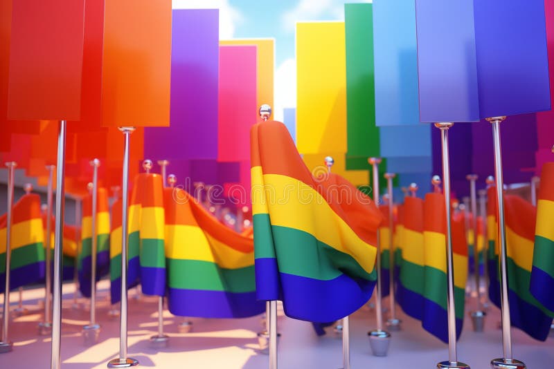 Diverse LGBTQ Flags Arranged in a Captivating. Generative Ai Stock ...