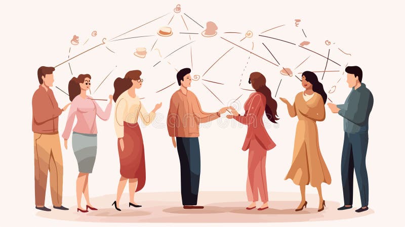 Diverse Male and Female Characters are Connected Stock Vector ...