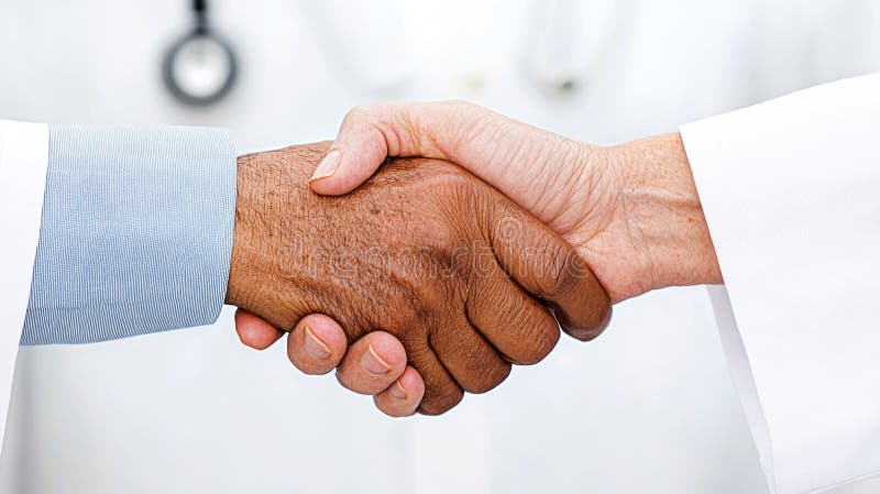 Diverse Male and Female Doctors Shaking Hands in Agreement Stock Image ...
