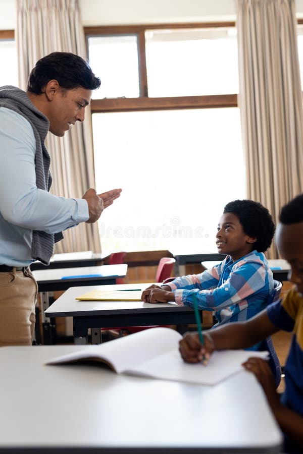 Portrait of African American Schoolboy Smiling in Sunny Elementary ...