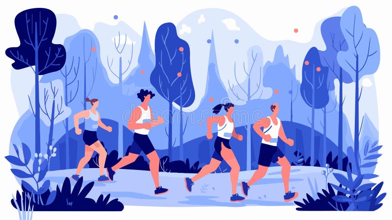 Diverse Marathon Running Group - Modern Vector Concept Illustration ...