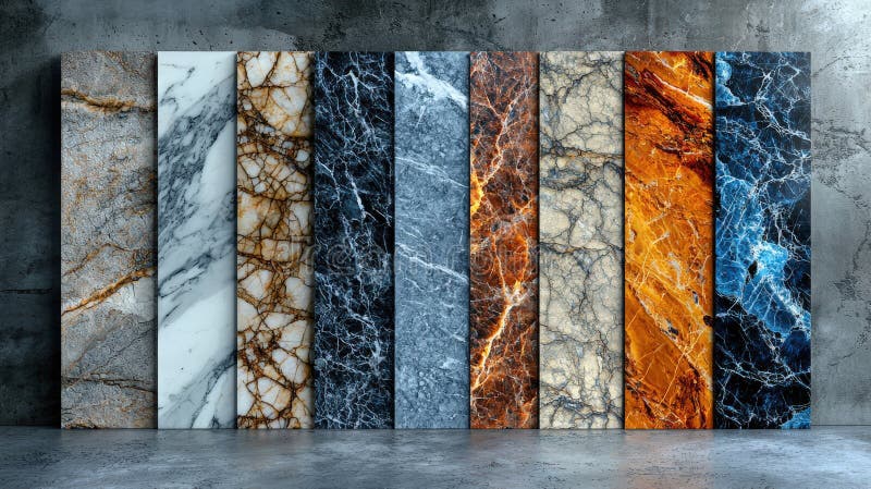 Diverse Material Textures Showcased on Sleek Panels Studio Space Visual ...