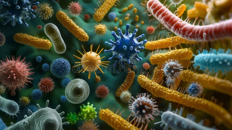 Diverse Microscopic Bacteria Viruses Colorful Biological Environment Stock Photos - Free ...
