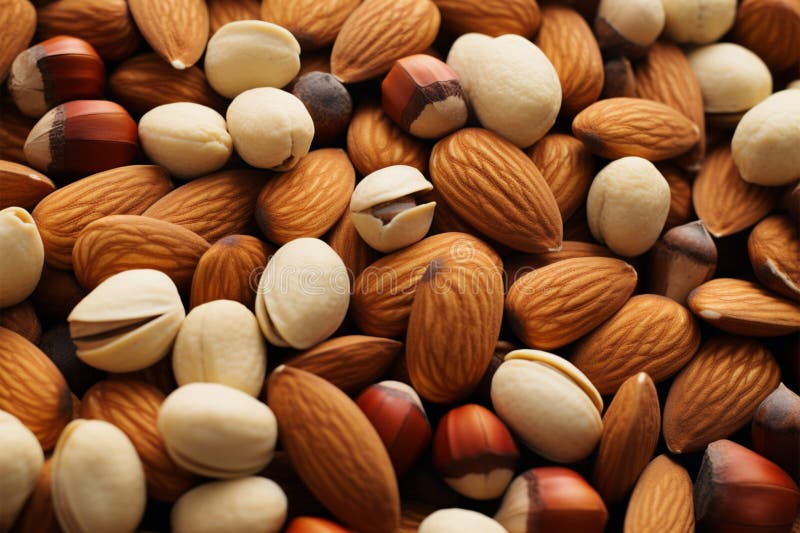 Diverse Mix of Nuts Close Up, a Visual Feast of Textures Stock ...