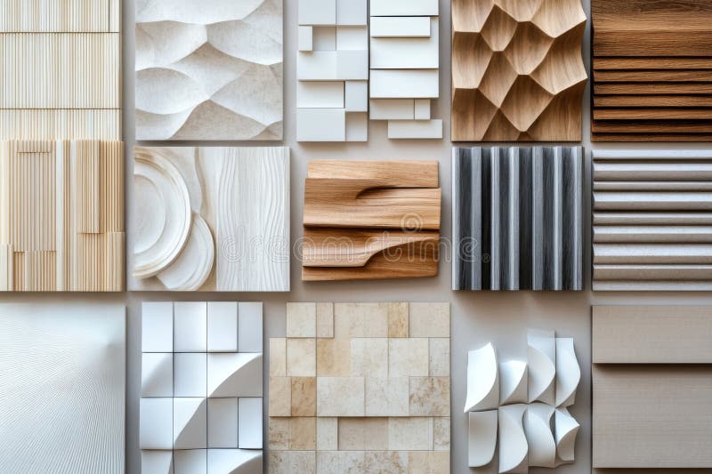 Diverse Modern Wall Coverings Display Stock Illustration - Illustration ...