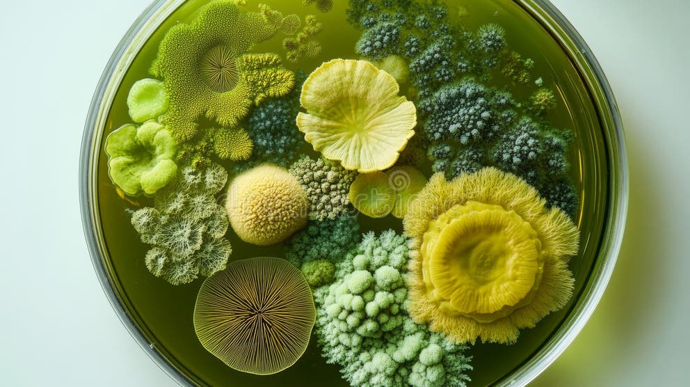 Diverse Mold and Bacteria Cultures in Petri Dish Stock Photo - Image of ...