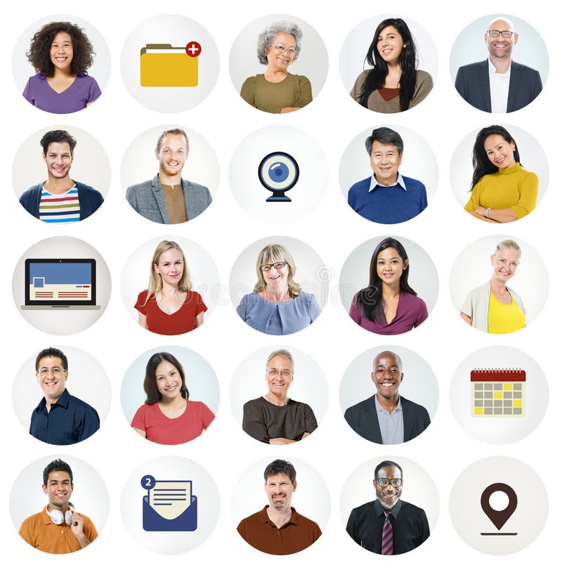 Diverse Multi Ethnic People Technology Media Concept Stock Illustration ...