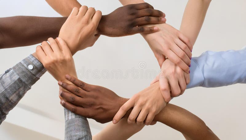 Diverse Multicultural Hand Stack in Circle Stock Illustration ...