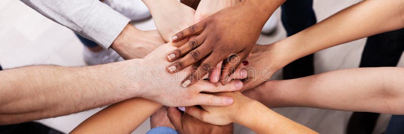 Diverse Multicultural Hand Stack in Circle Stock Image - Image of ...