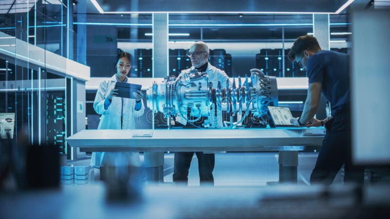 Diverse Multiethnic Team of Industrial Engineers Gathered Around a ...