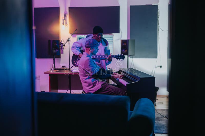 Diverse Musicians Collaborating in a Creative Music Studio Environment ...