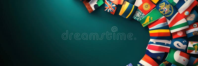 Diverse National Emblems and Flags Create a Circular Layout ...