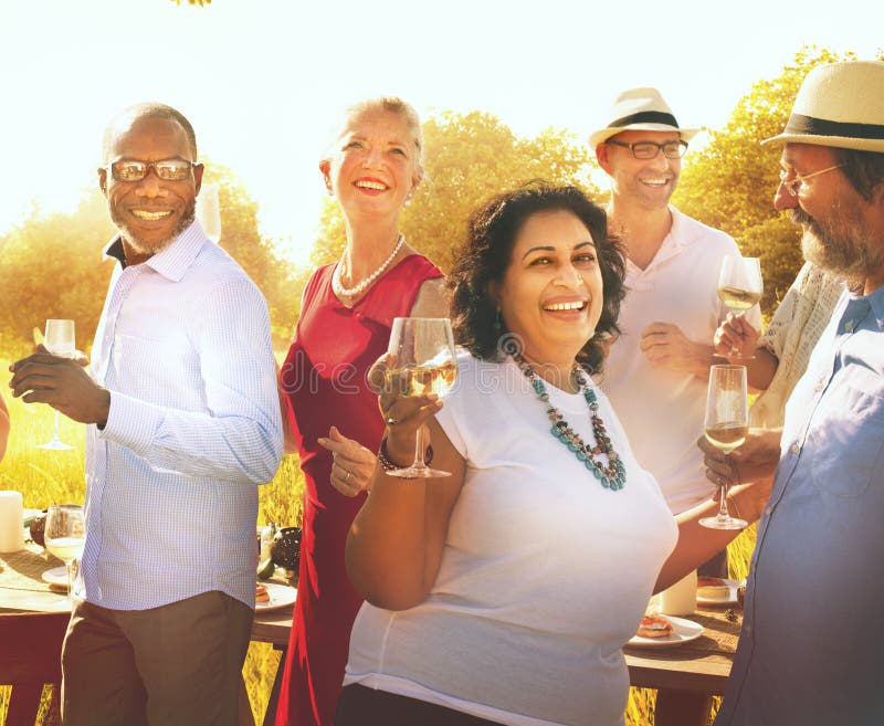 Diverse Neighbors Drinking Party Yard Concept Stock Image - Image of ...