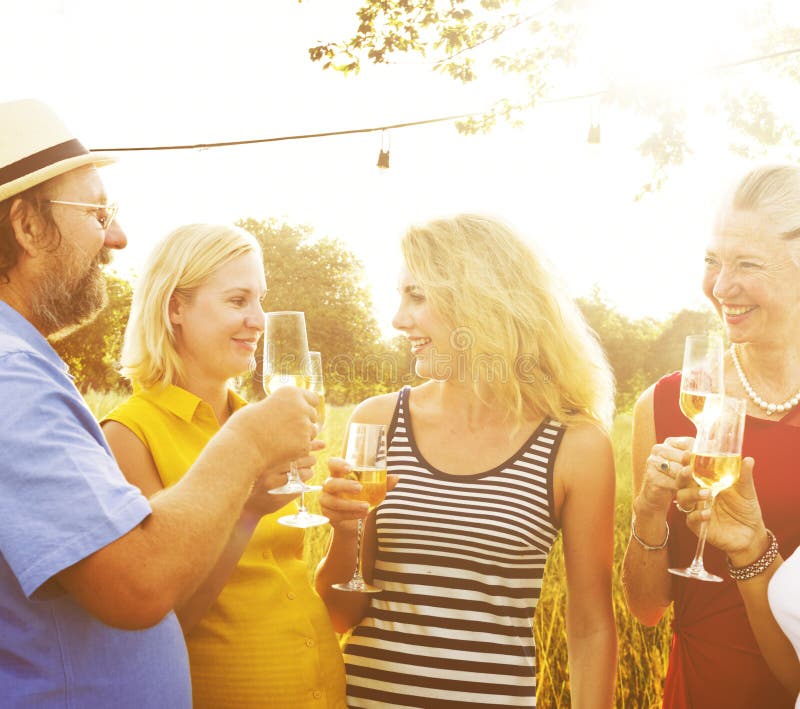 Diverse Neighbors Drinking Party Yard Concept Stock Image - Image of ...