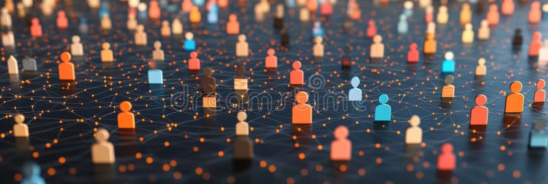 Diverse Network of Interconnected People, Representing Social ...