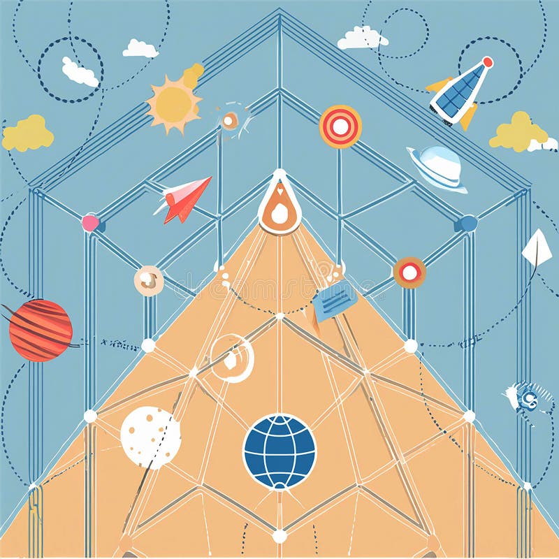 Diverse Objects Cover an Ancient Pyramid Top Stock Illustration ...
