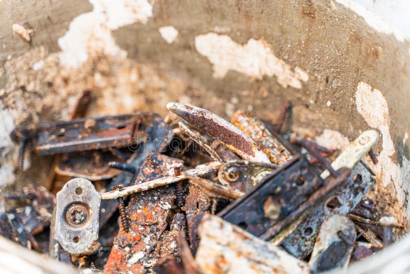 Diverse Old Rusty Scrap Metal from Small Items Close-up Stock Image ...