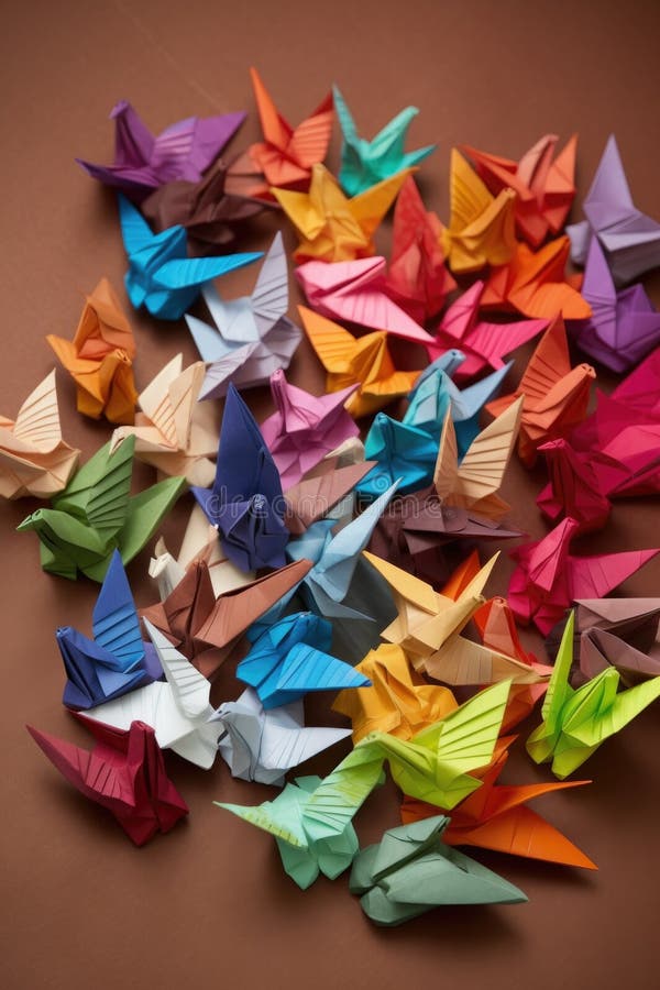 Diverse Origami Birds Flying Together, Harmony in Diversity Stock ...