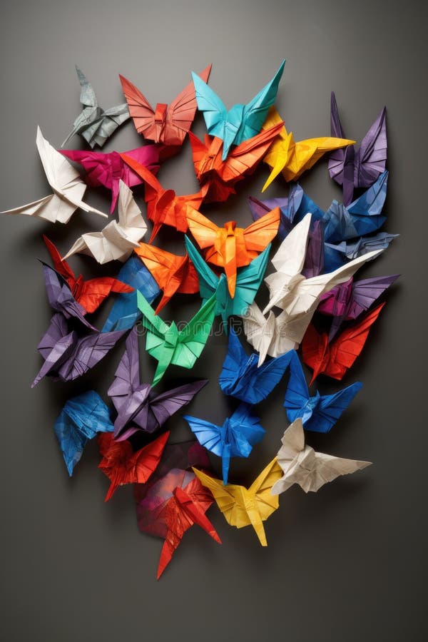 Diverse Origami Birds Flying Together, Harmony in Diversity Stock ...