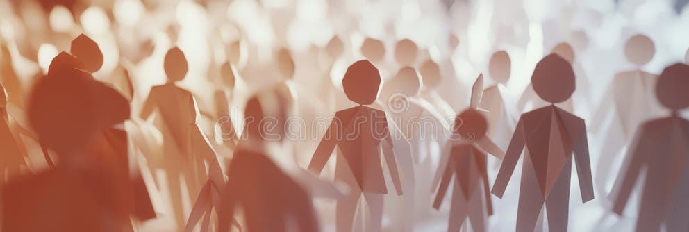 Diverse Paper Figures Representing a Crowd Dynamic Stock Illustration ...
