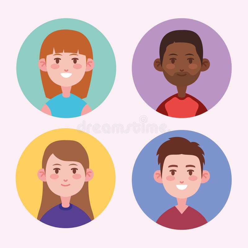 Diverse People Avatars in Flat Style Stock Vector - Illustration of ...